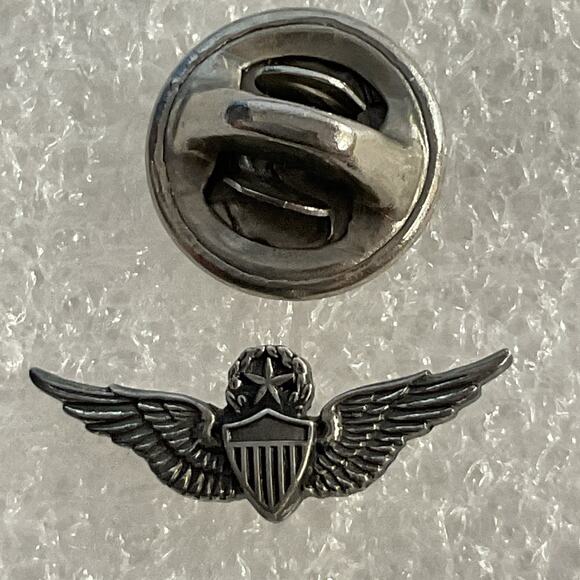Other | Vintage Us Army Senior Aviator Sterling Wings Lapel Pin Tie ...